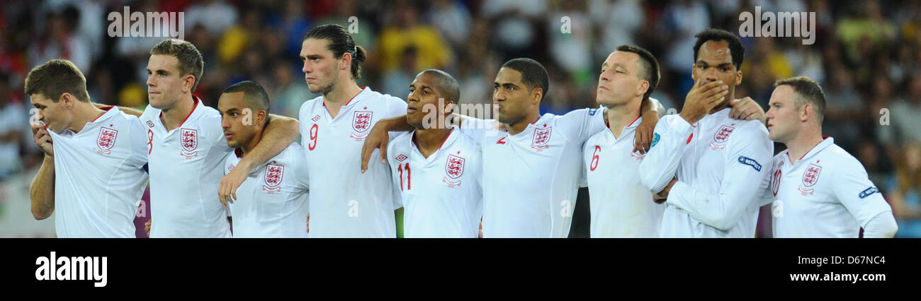 England's team during the penalty shoot out during the UEFA EURO 2012 ...
