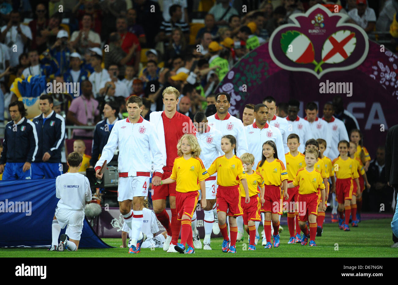 Opening ceremony with team England during UEFA EURO 2012 quarterfinal ...