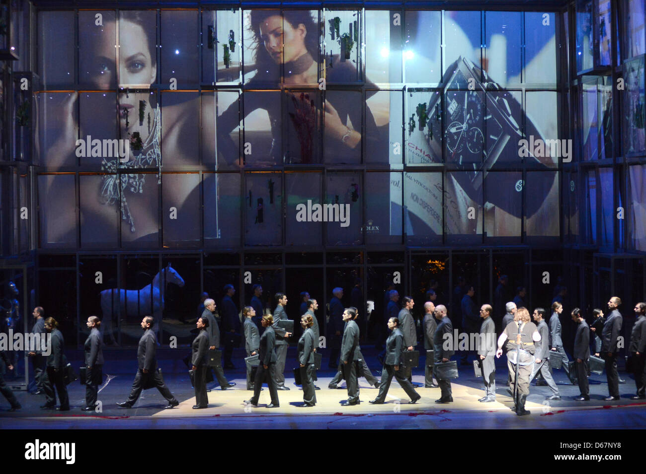 Cast members perform in the final dress rehearsal for the Wagner opera ...