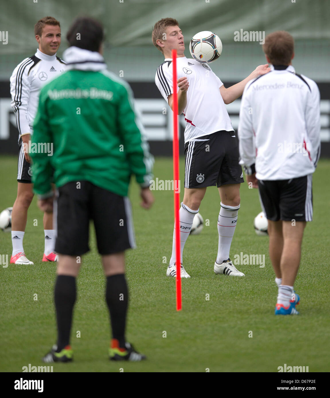 Germany's Toni Kroos (C) during a training session of the German ...