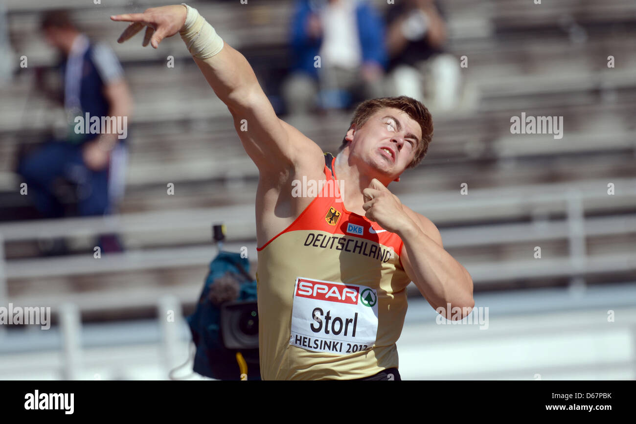 Germany's David Storl throws his shot in the Shot Put qualification of ...