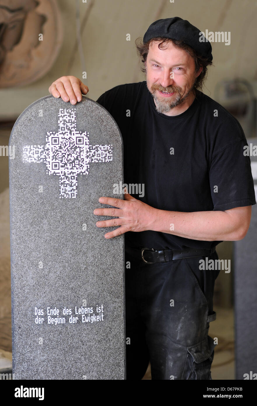 Stonemason Andreas Rosenkranz poses in his workshop in Cologne, Germany, 27 June 2012. The ...