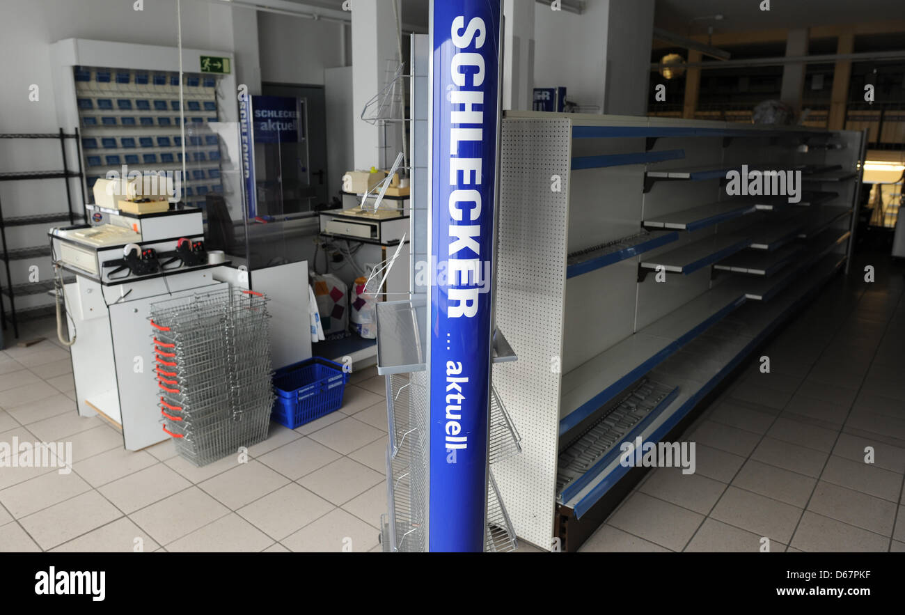 The empty shelves of a Schlecker store are pictured in Braunschweig ...