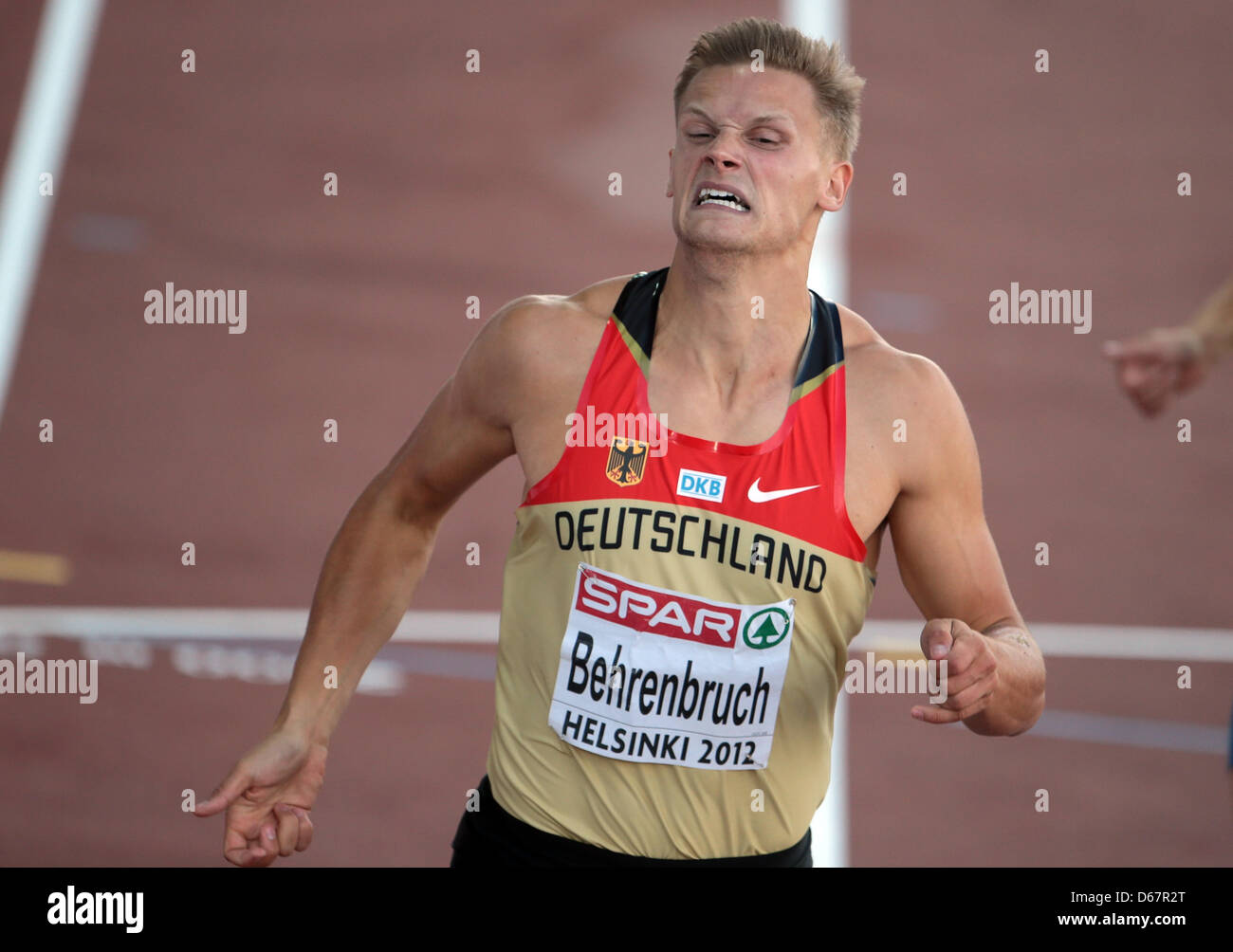 Pascal Behrenbruch of Germany runs during the Decathlon 400m event of ...