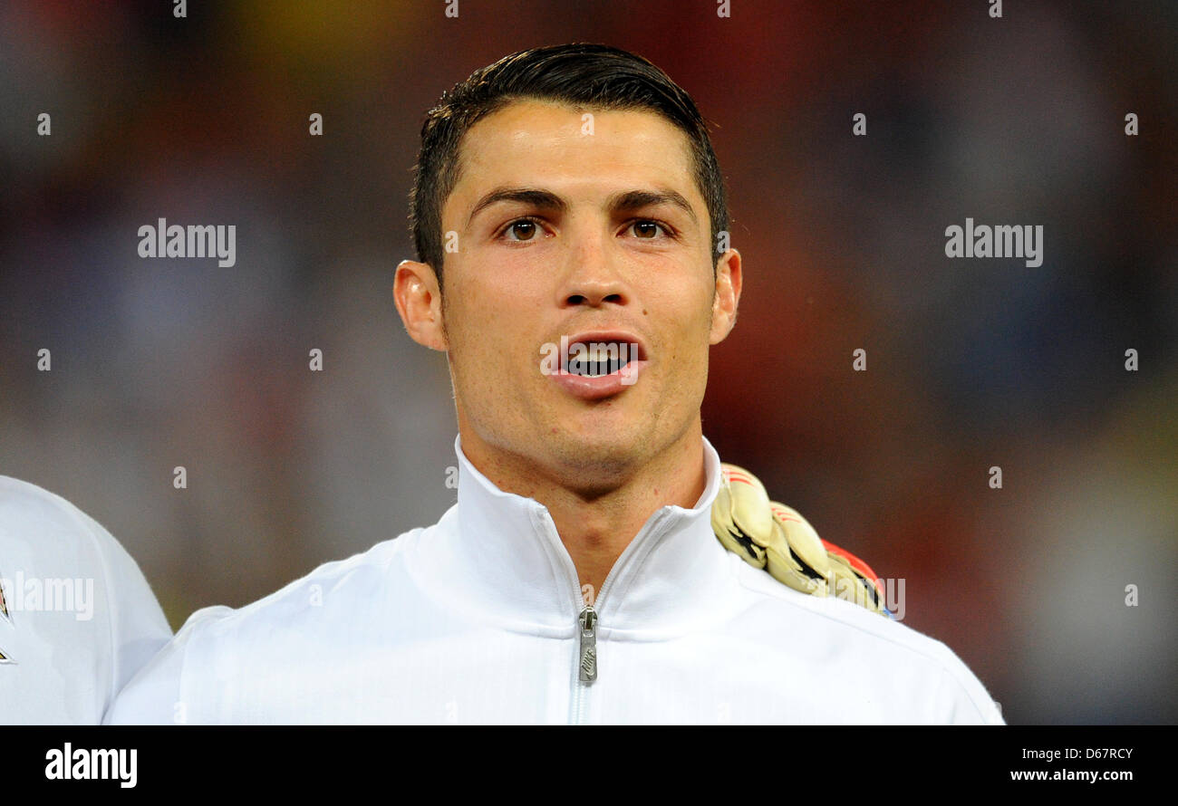 Portugal's Cristiano Ronaldo sings the national anthem prior to during ...