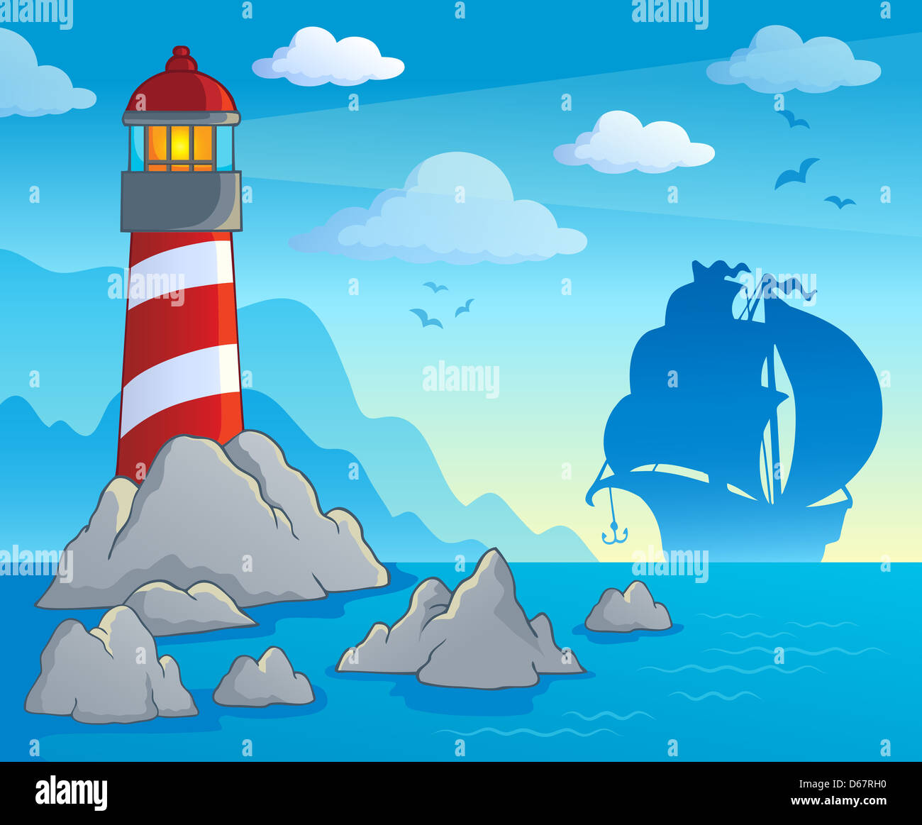 Lighthouse theme image 1 - picture illustration Stock Photo - Alamy