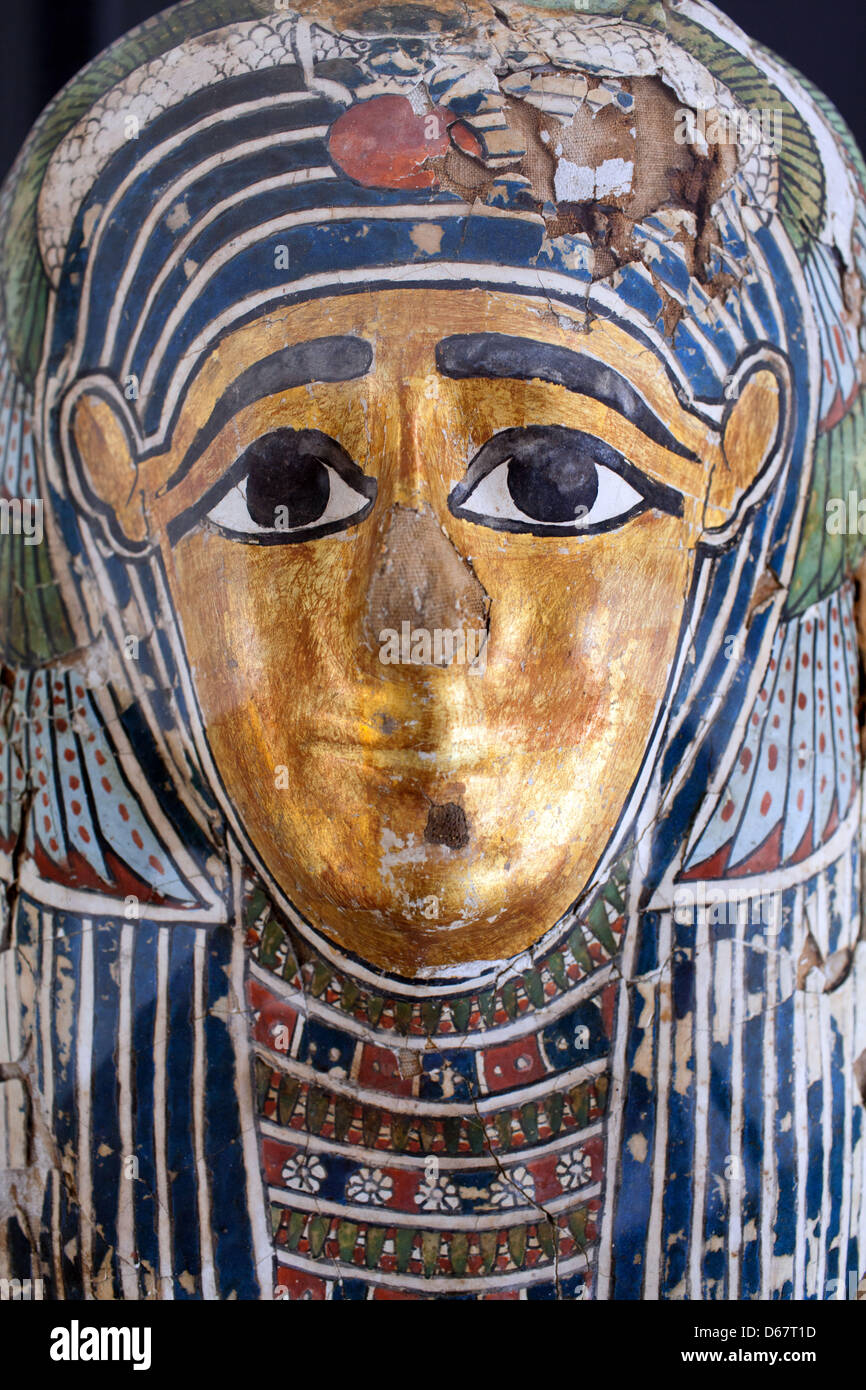 A more than 2000 year old Egyptian mummy mask is on display at the ...
