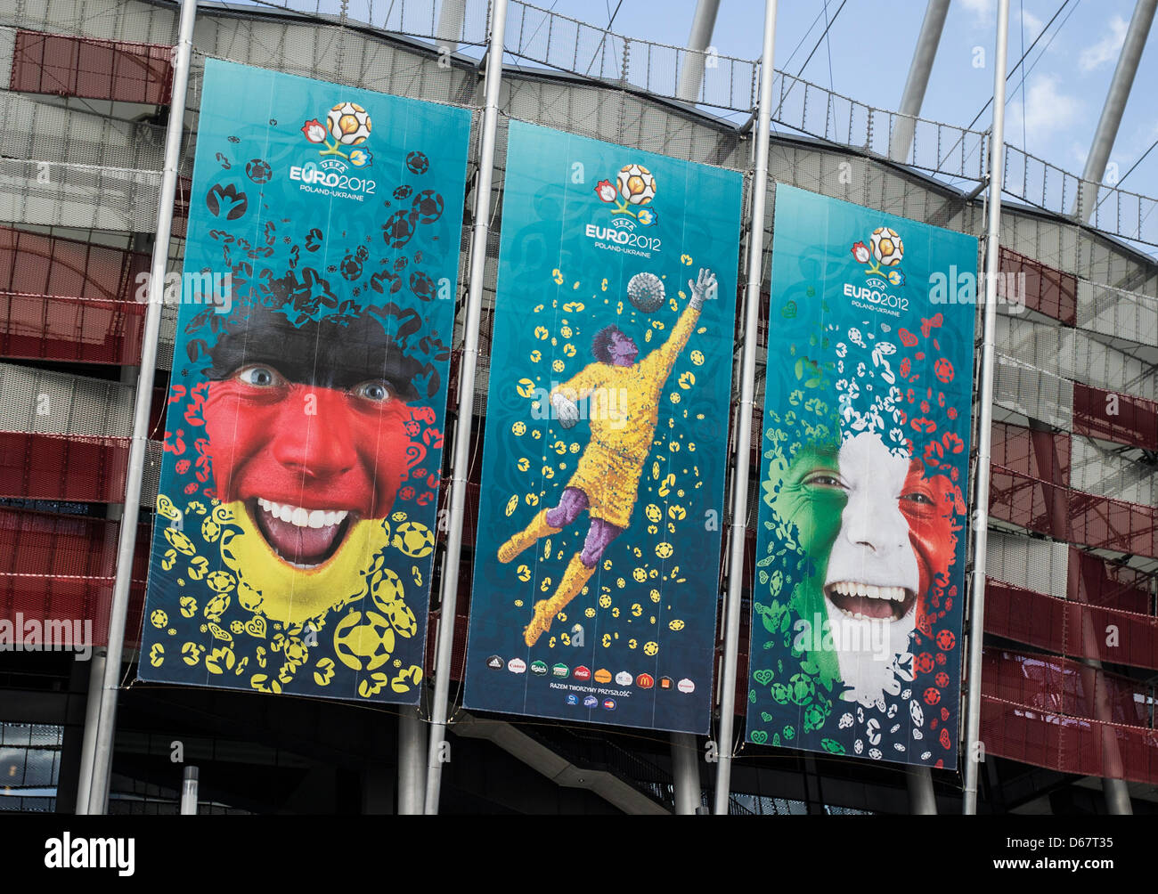 Posters hang outside the National Stadium prior to the UEFA EURO 2012 ...
