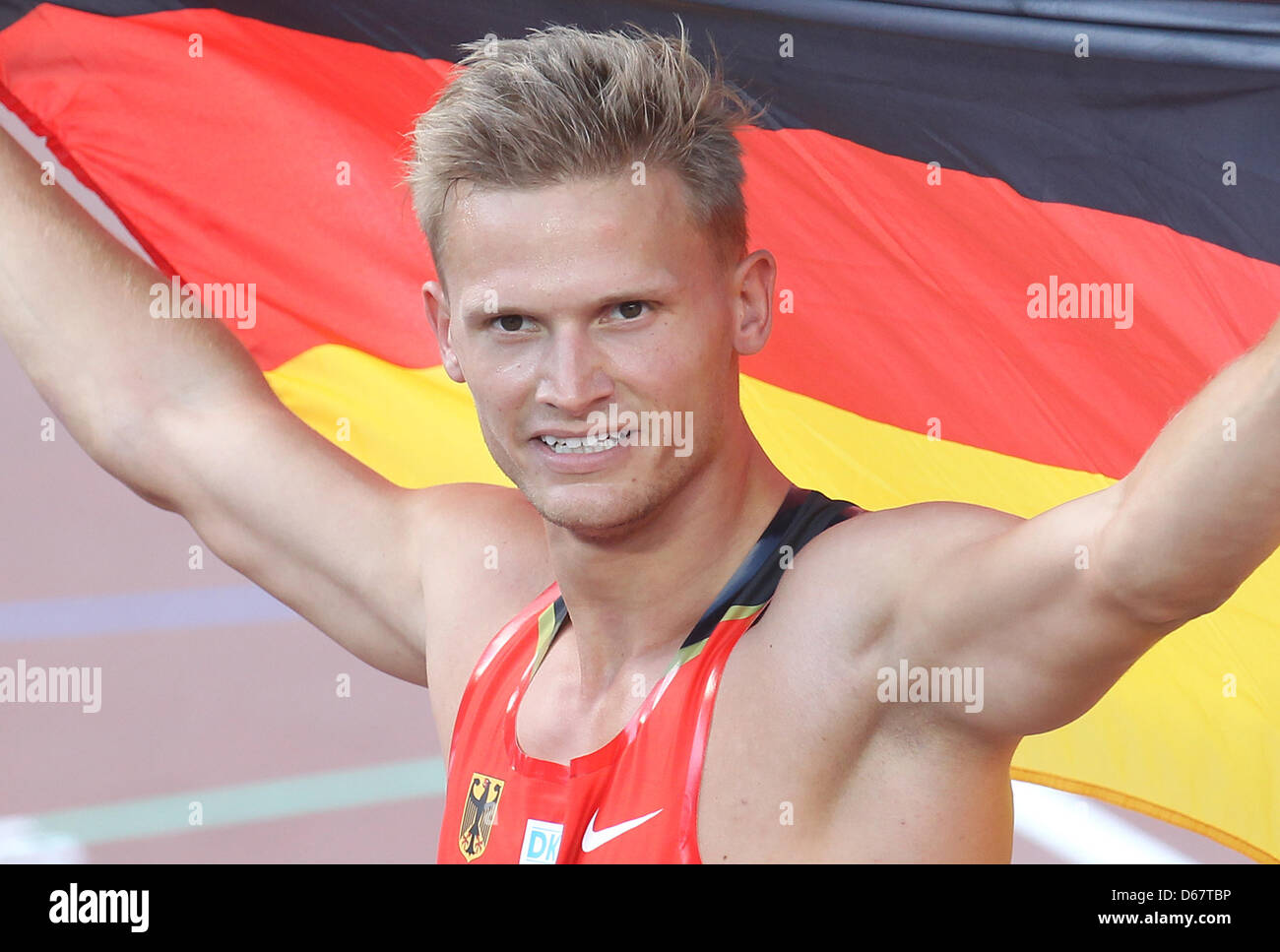 Pascal Behrenbruch of Germany celebrates after winning the decathlon of ...