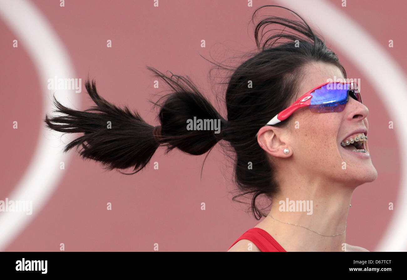 Ruth Beitia of Spain celebrates after winning the high jump event of ...