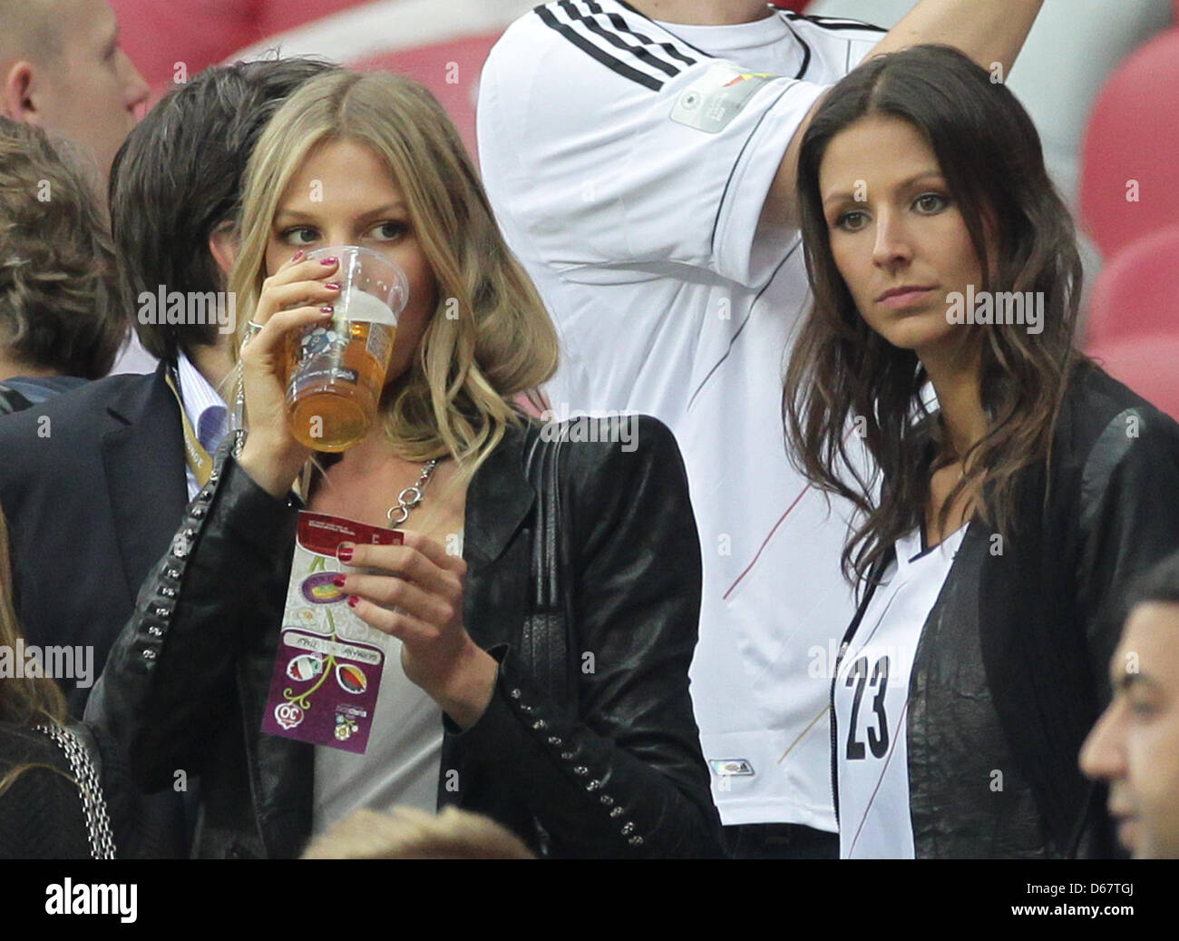 Sarah Brandner (L-R), girlfriend of Germany's Bastian Schweinsteiger ...