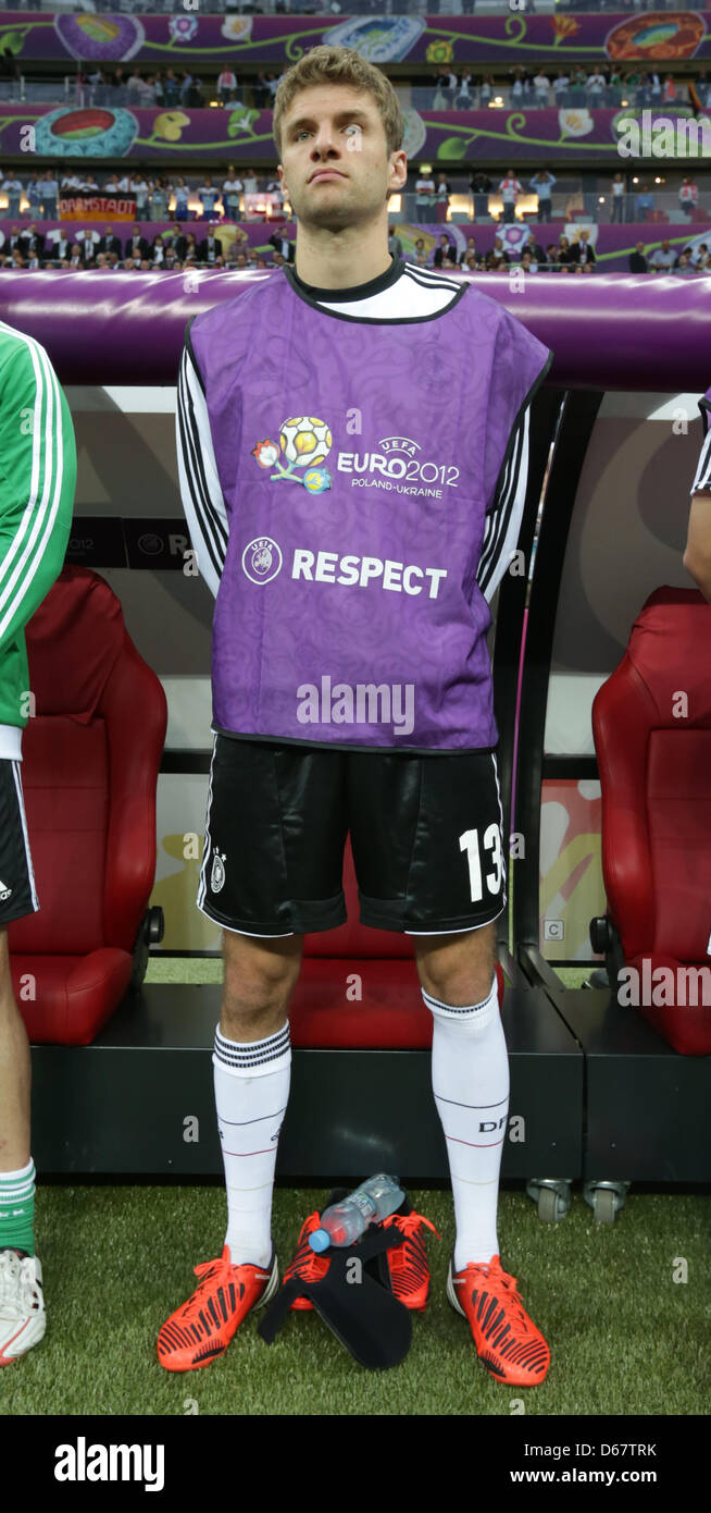 Germany's player Thomas Mueller on the bench during the UEFA EURO 2012 ...