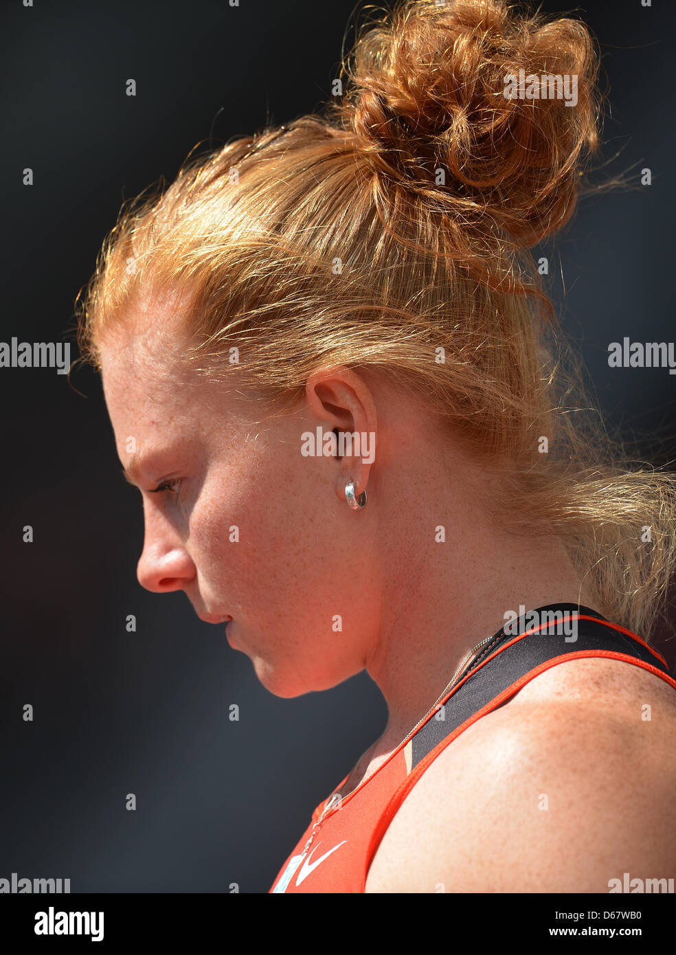 Betty Heidler of Germany reacts during the women's Hammer Throw ...