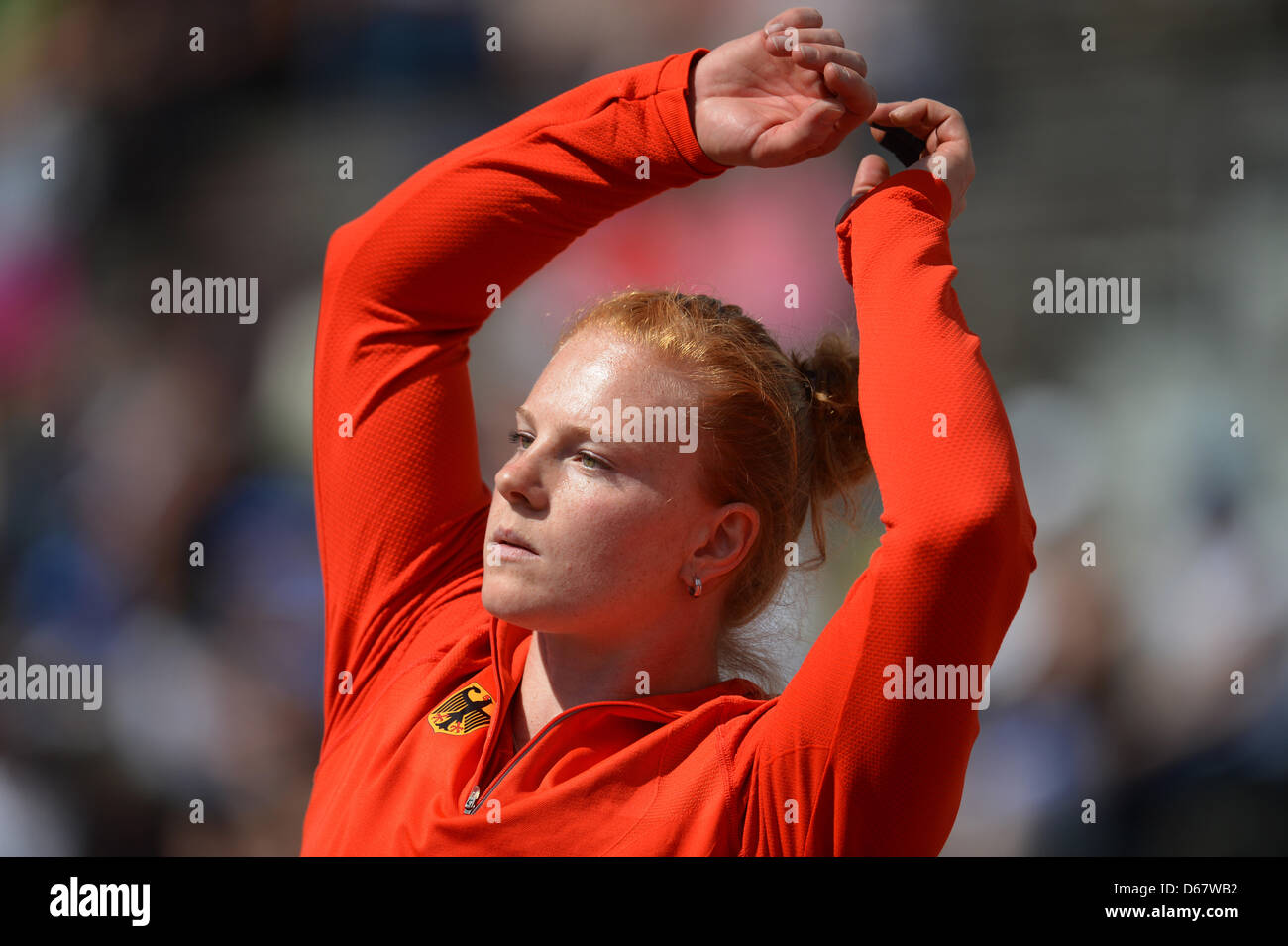 Betty Heidler of Germany reacts during the women's Hammer Throw ...
