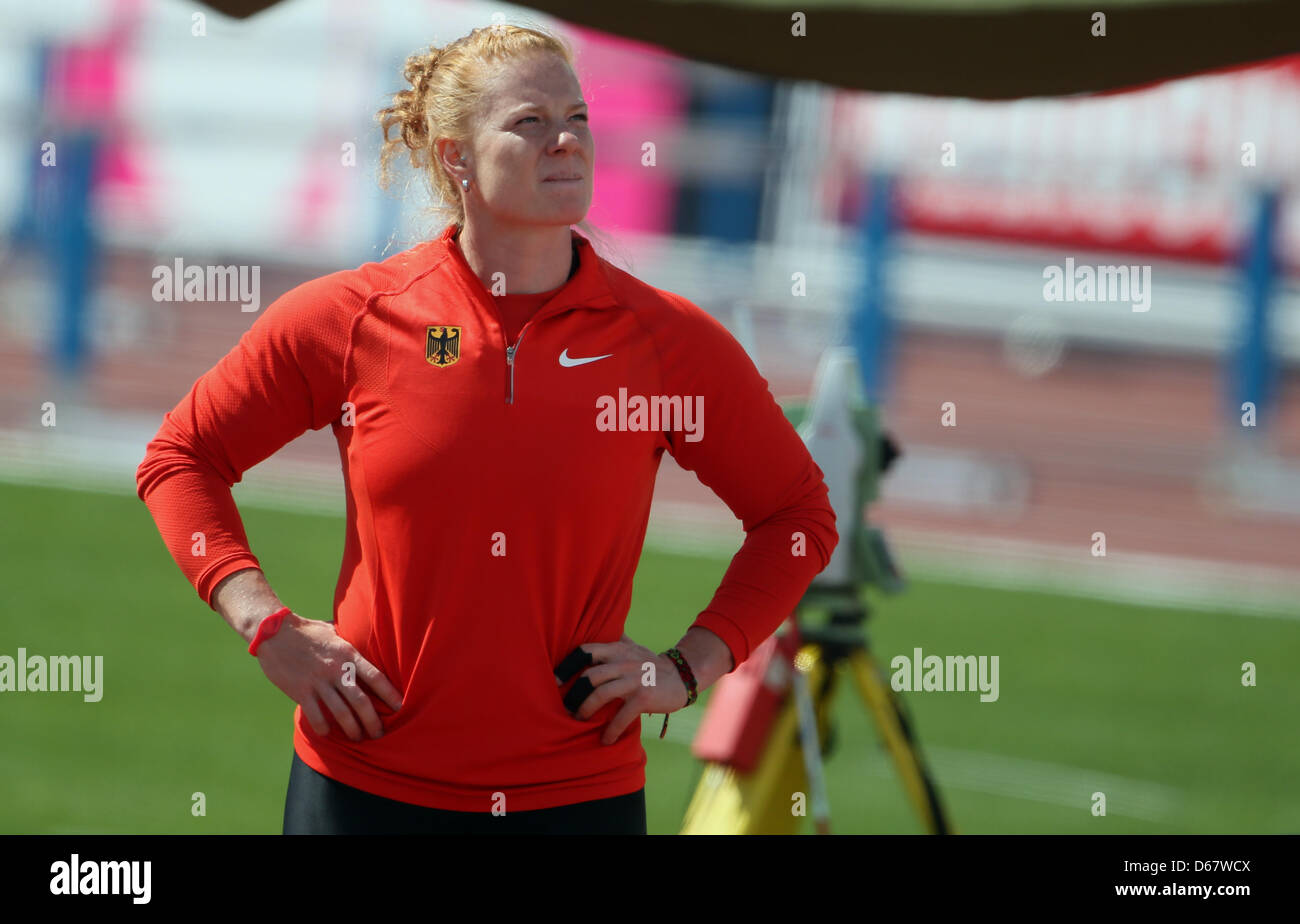 Betty Heidler of Germany reacts during the women's Hammer Throw ...