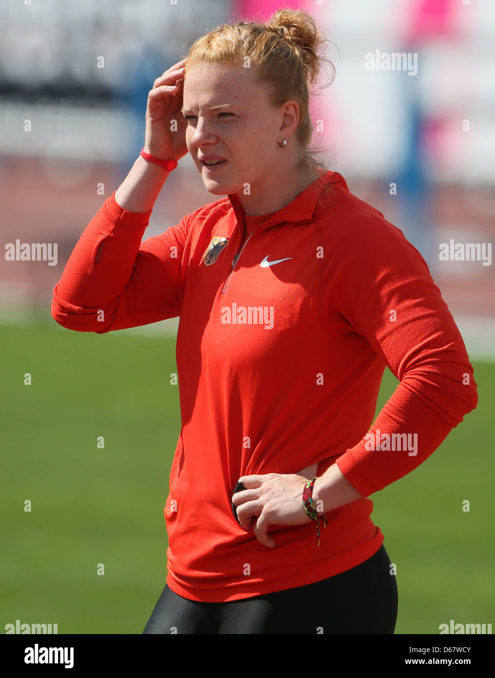 Betty Heidler of Germany reacts during the women's Hammer Throw ...