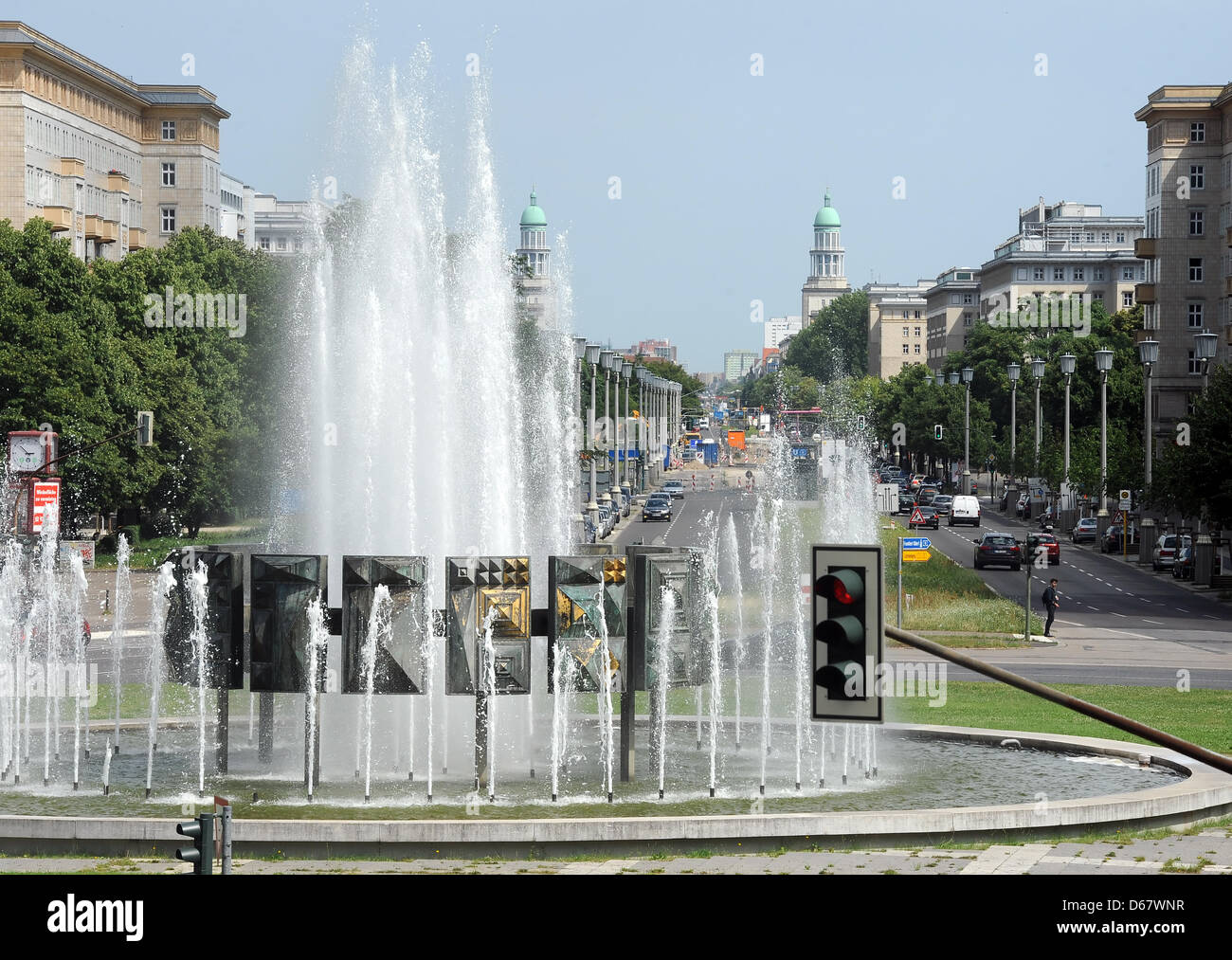 Karl-Marx-Allee is pictured with the fountain on Strausberger Platz in ...