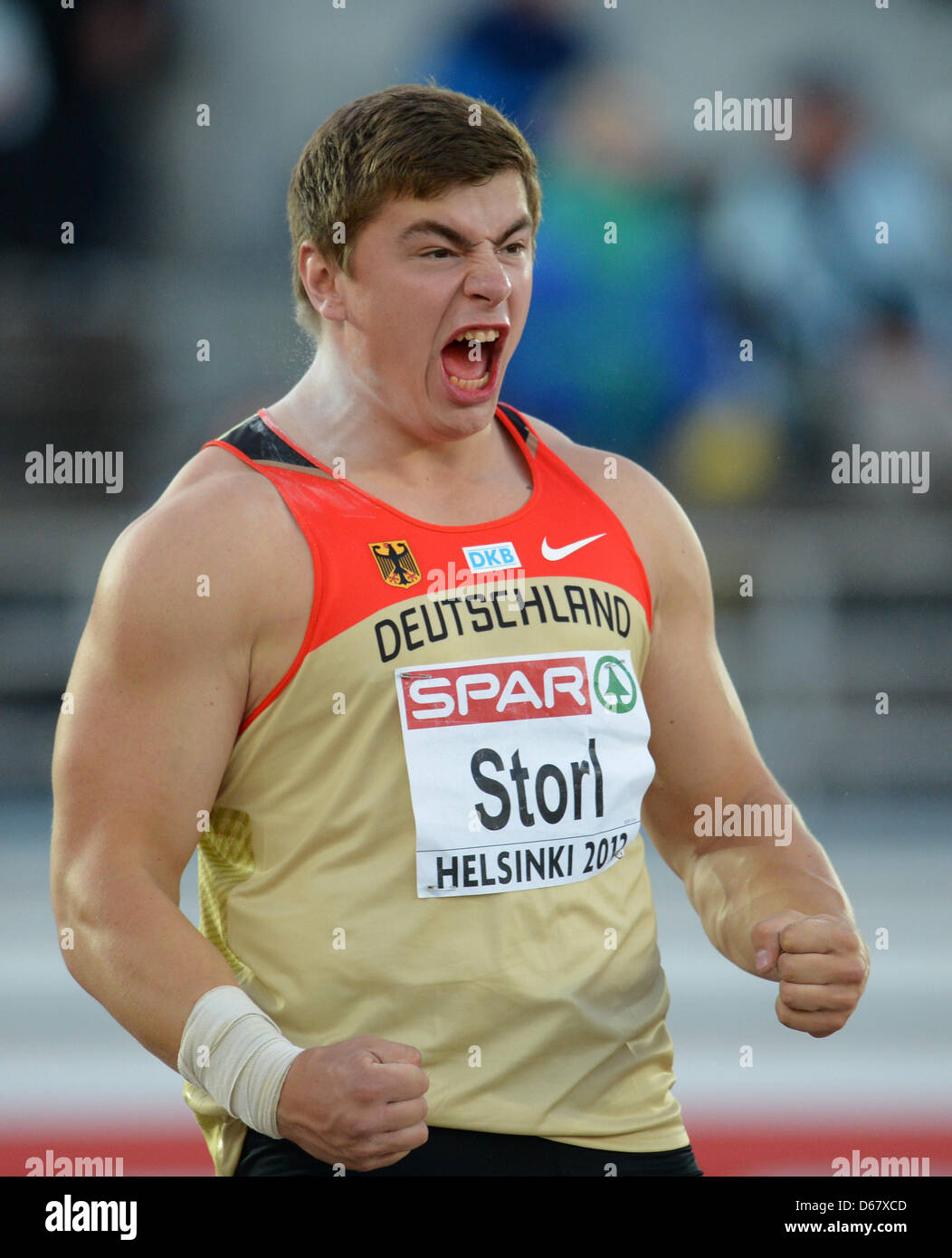 David Storl of Germany competes in the Men's Shot Put final of the ...