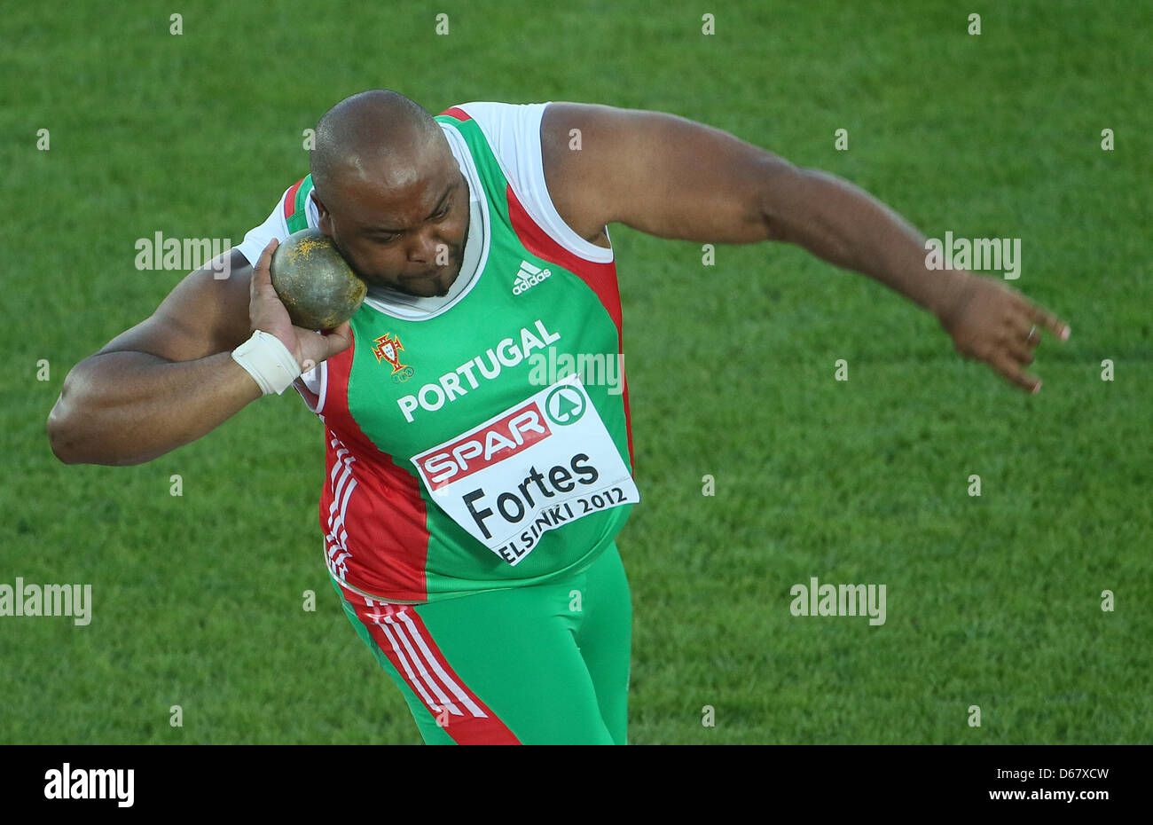 Marco Fortes of Portugal competes during the Shot Put Final at the ...