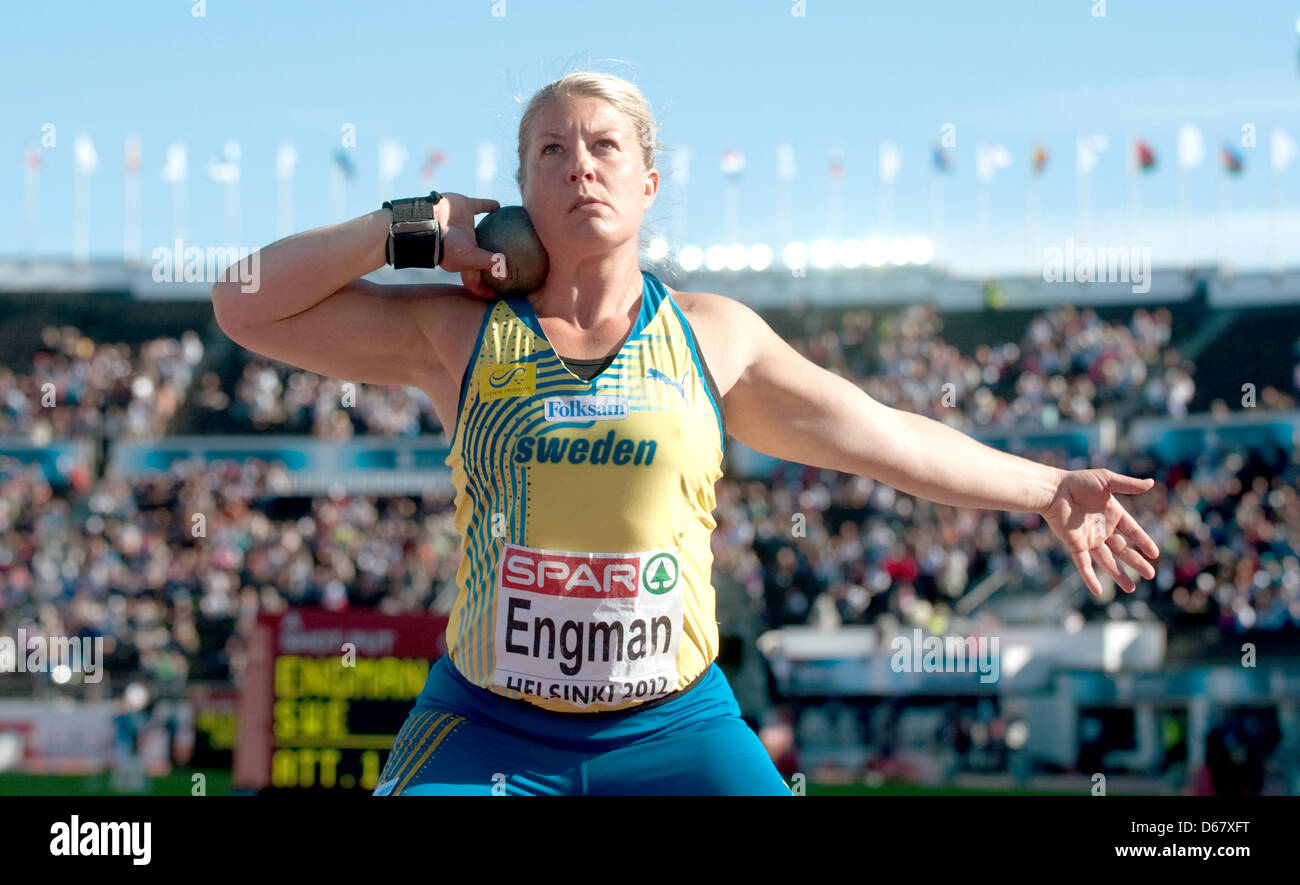 Helena Engman of Sweden competes in the women's Shot Put final at the ...