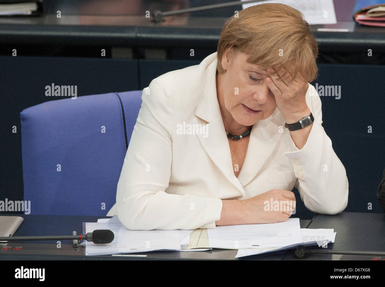 German Chancellor Angela Merkel attends a session of the German ...