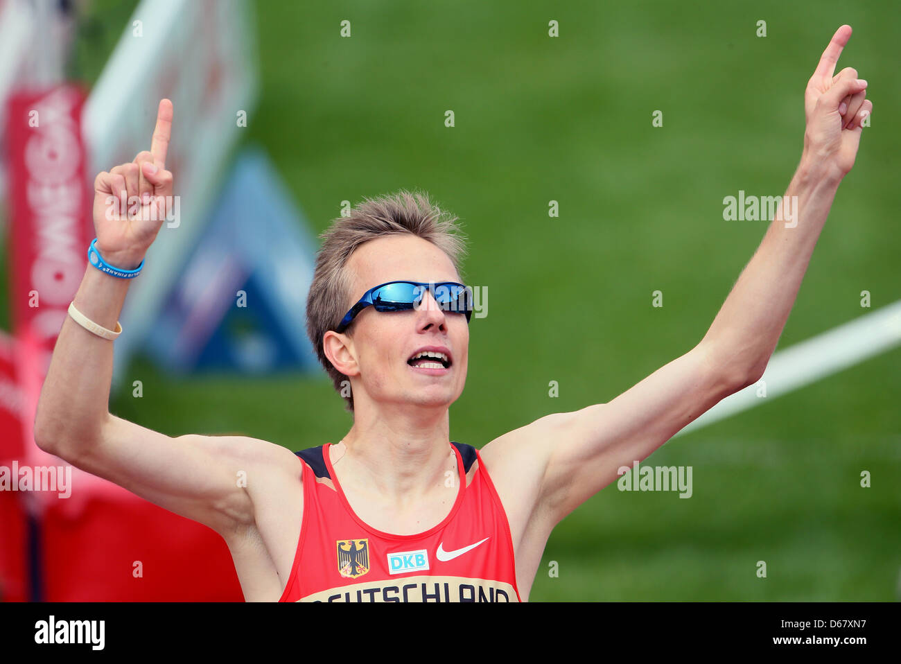 Florian Orth of Germany celebrates after finishing men's 1500 M ...