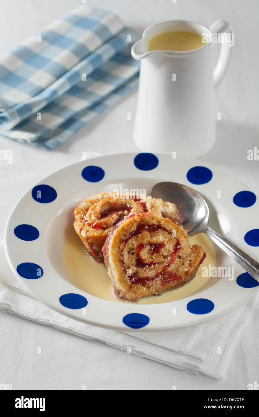 Jam roly poly Traditional British pudding Stock Photo - Alamy