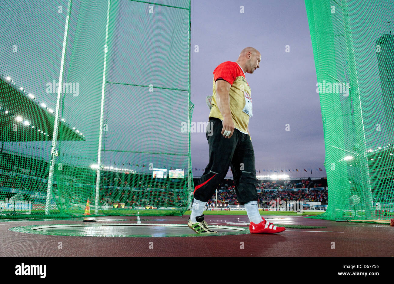 Markus Esser of Germany reacts in the men's Hammer Throw final at the ...