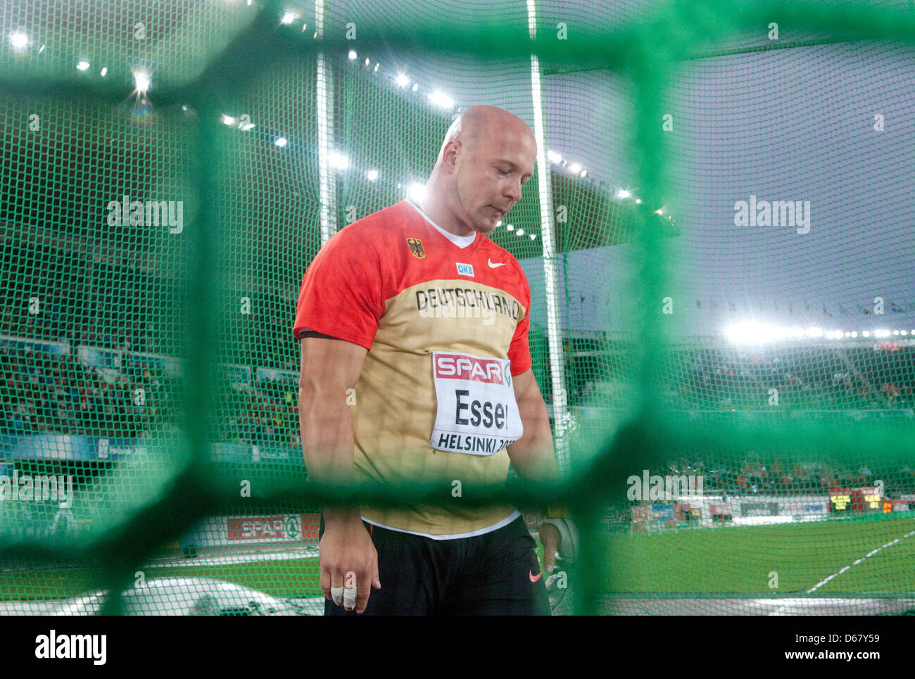 Markus Esser of Germany reacts in the men's Hammer Throw final at the ...