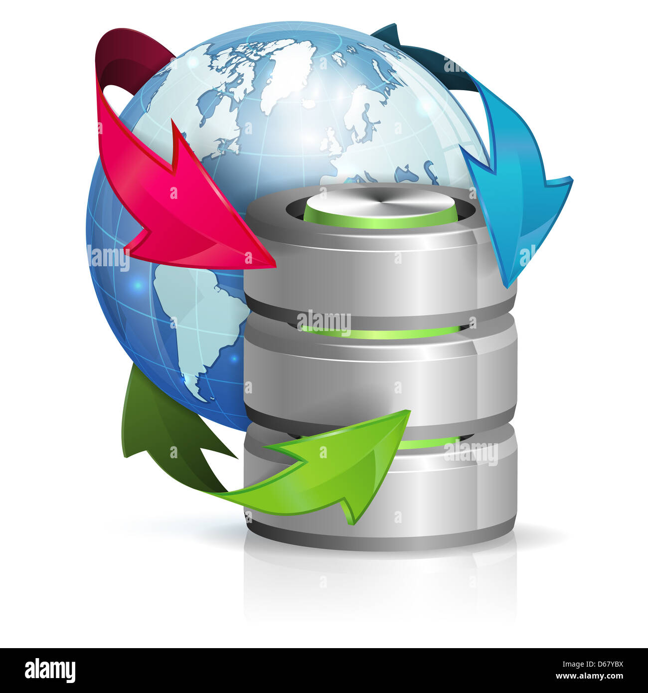 Backup Concept with Database Icon and Earth, isolated on white ...