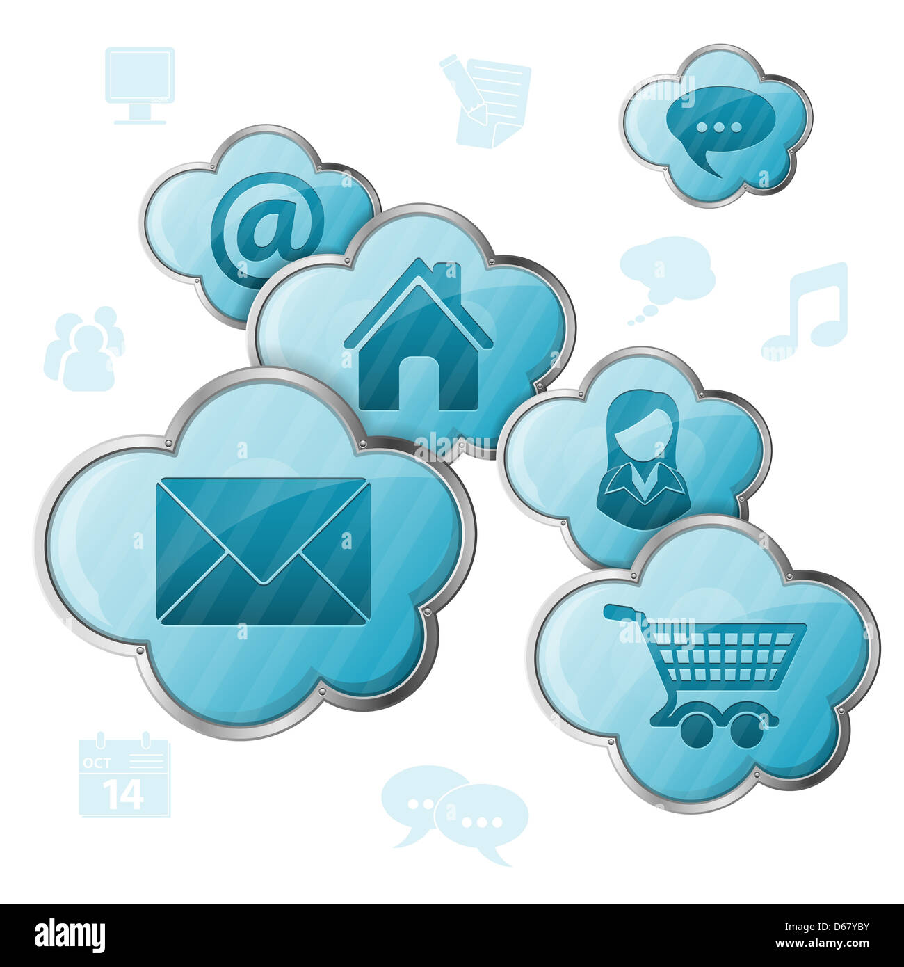 Cloud Computing Concept - Clouds with application icons, illustration ...