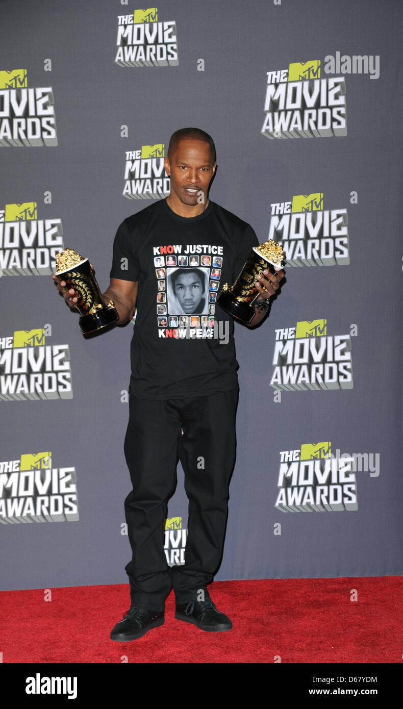 US actor Jamie Foxx, winner of the MTV Generation Award and Best Fight ...