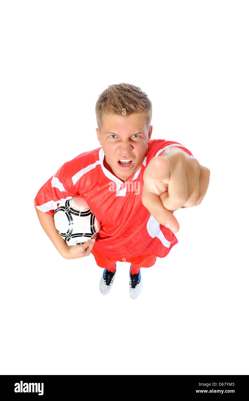Boy playing football pass Cut Out Stock Images & Pictures - Alamy