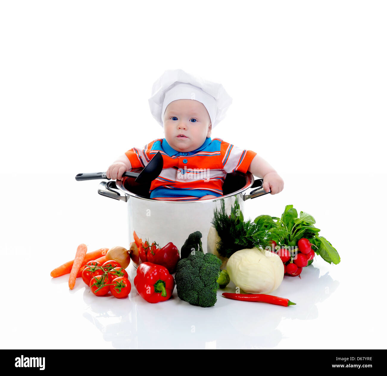 Boy with a pan Stock Photo - Alamy