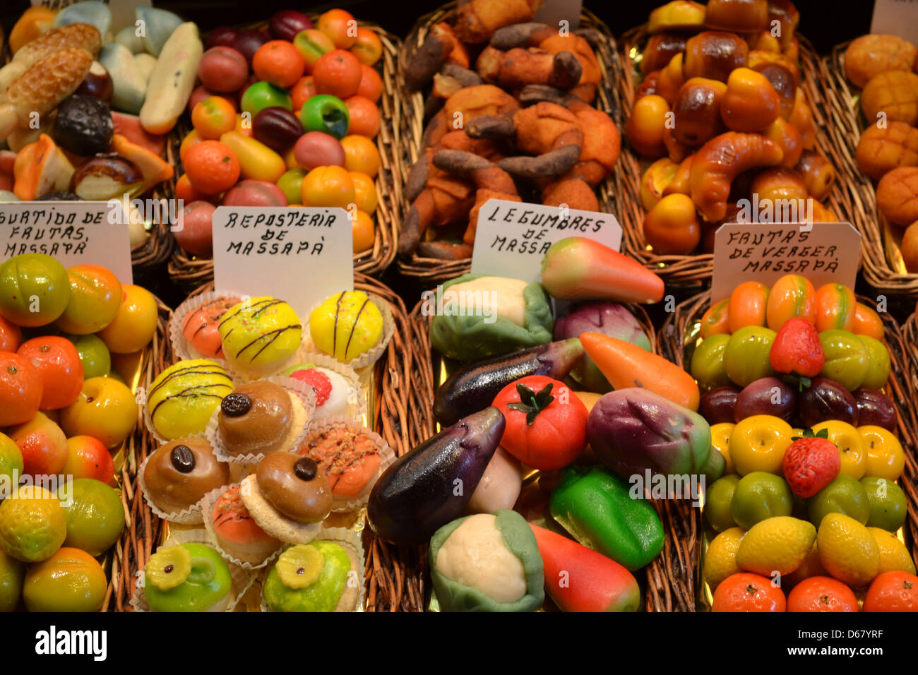 Fruit and vegetable sweets, Boqueria food market, Barcelona Stock Photo ...