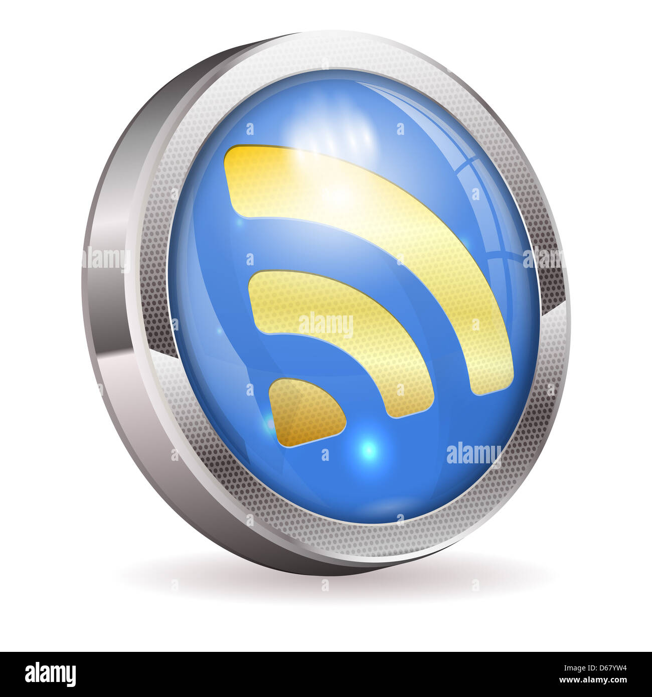 3D Button with RSS Feed News icon, isolated on white background Stock ...