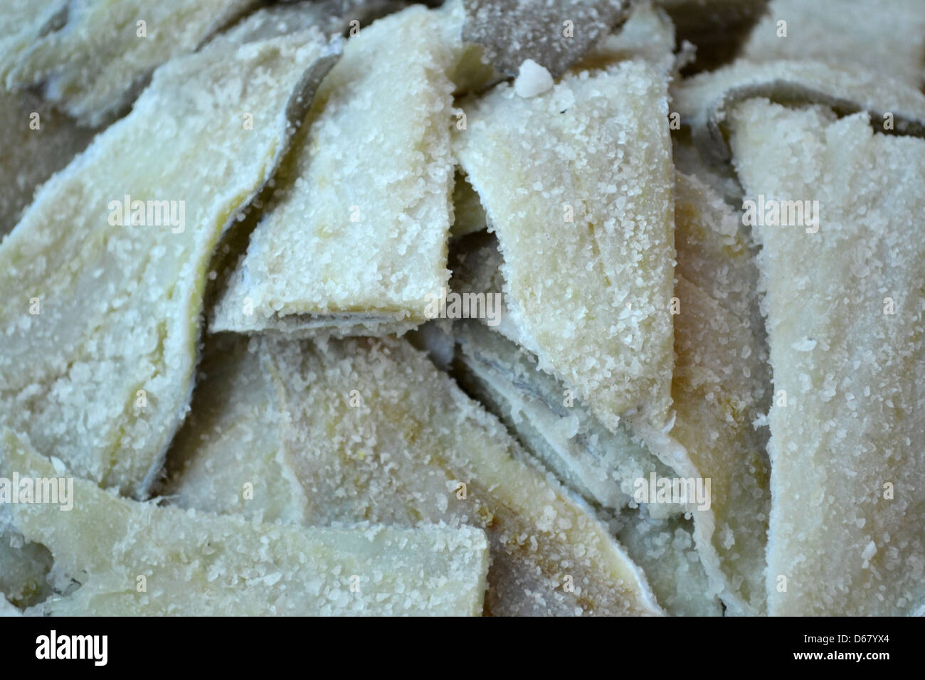 Salted fish, fish stall, Boqueria food market, Barcelona Stock Photo ...