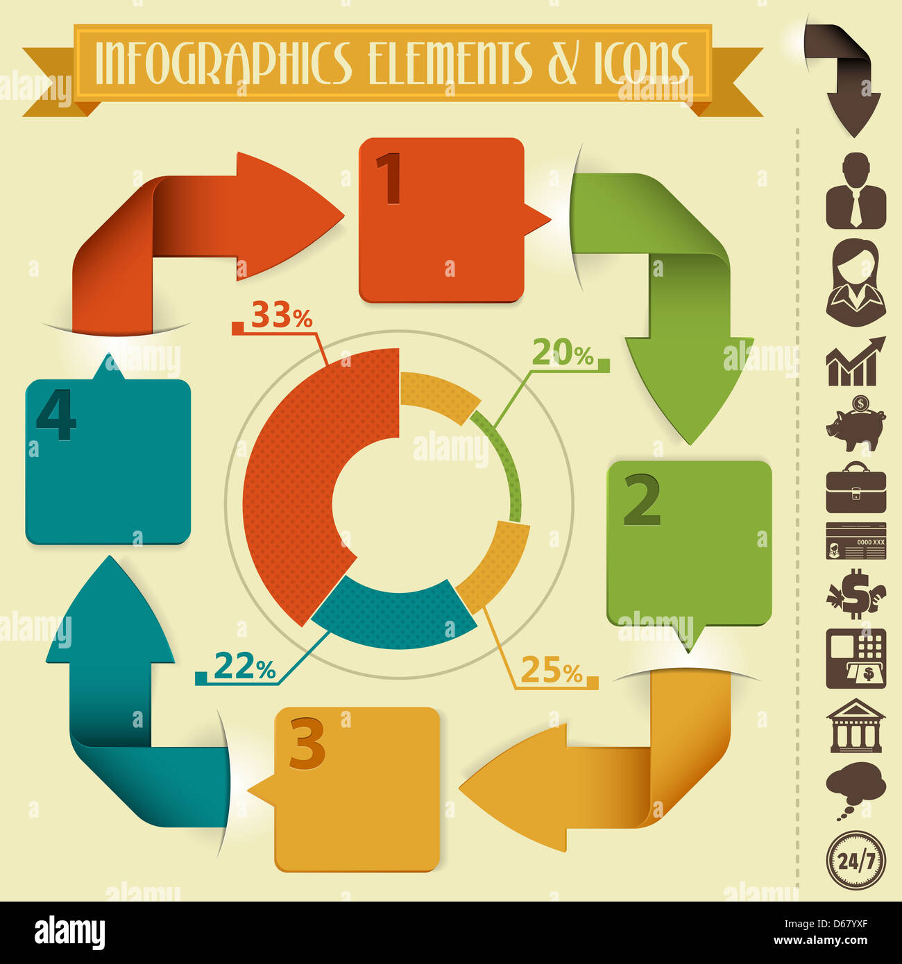 Chart pie arrows set hi-res stock photography and images - Alamy