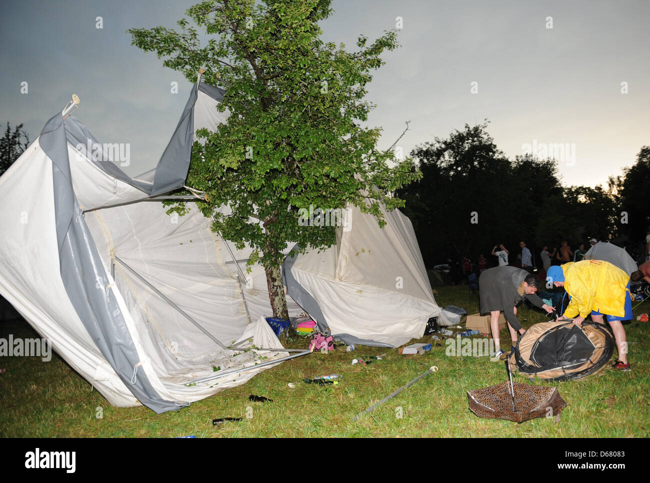 Wind tent blown over hi-res stock photography and images - Alamy