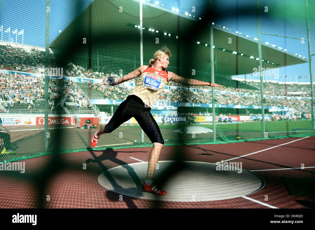 Nadine Mueller of Germany competes during the women's Discus Throw ...