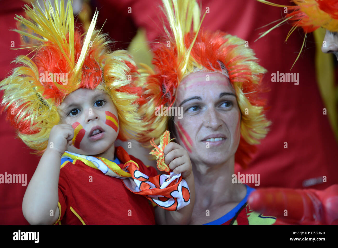 Spanish supporters cheer on the stands prior to the UEFA EURO 2012 ...