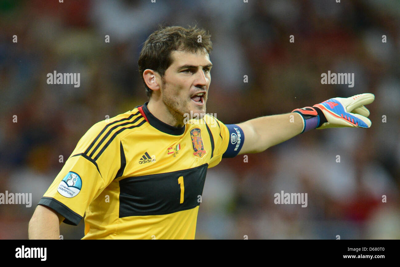 Spain's goalkeeper Iker Casillas during the UEFA EURO 2012 final soccer ...