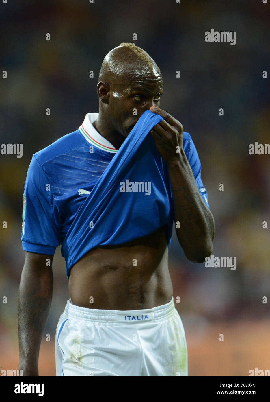 Italy's Mario Balotelli shows his dejection during the UEFA EURO 2012 ...