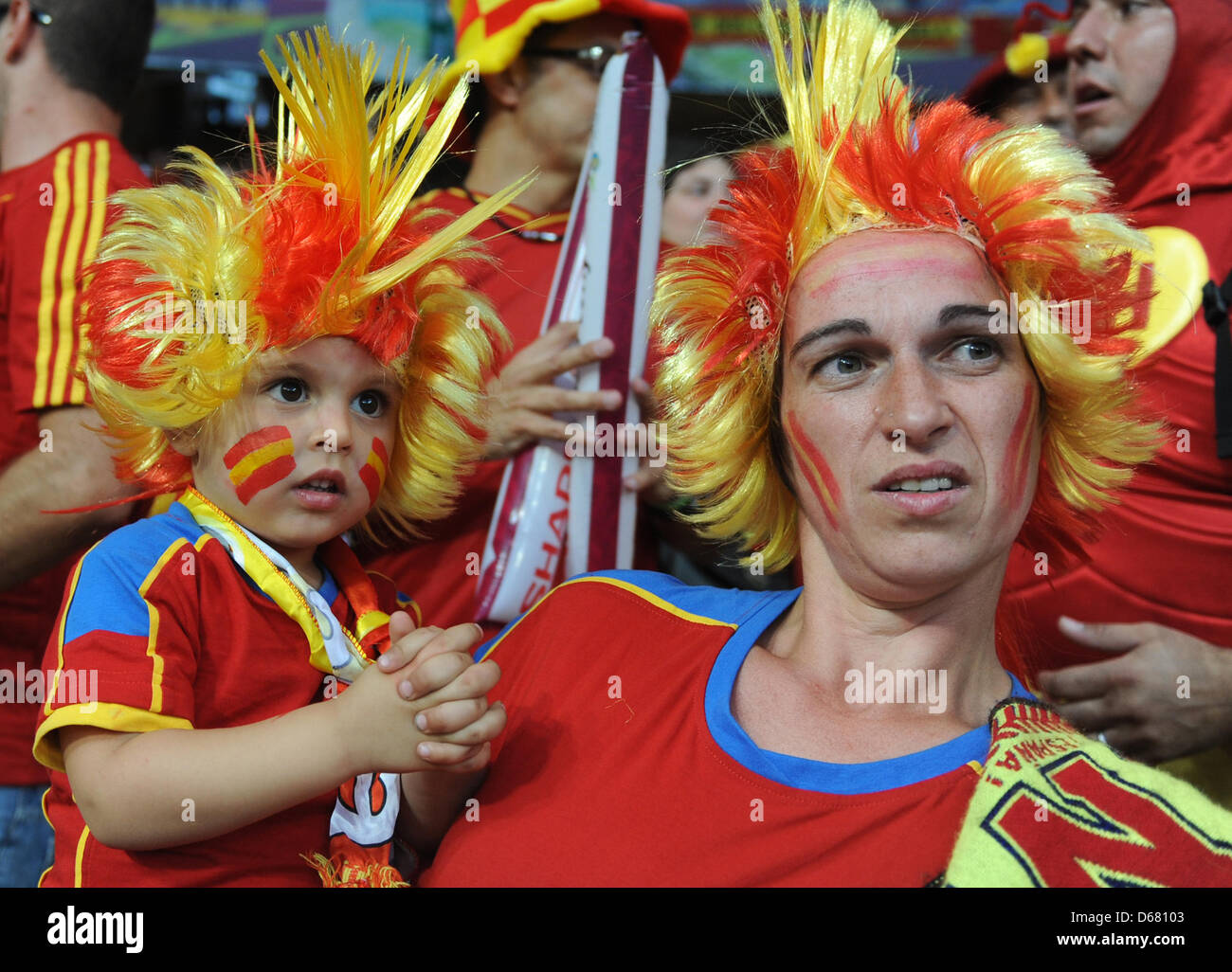 Spanish supporters cheer on the stands prior to the UEFA EURO 2012 ...