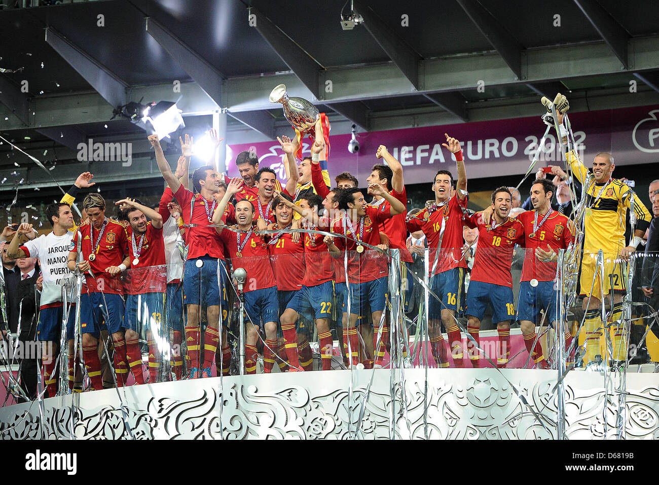 Spain celebrates after the UEFA EURO 2012 final soccer match Spain vs ...