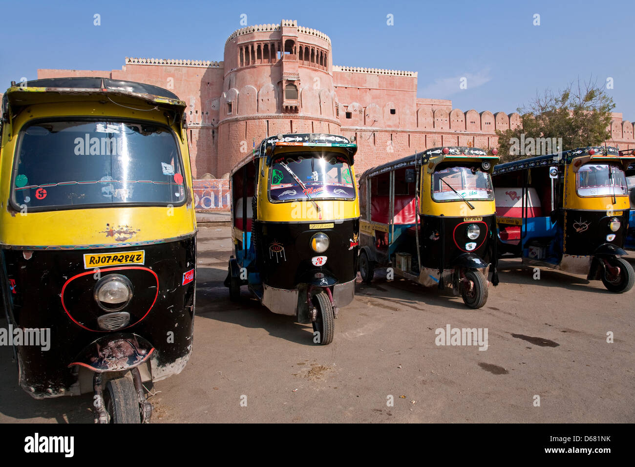 Taxi rickshaws. Junagarh Fort. Bikaner. Rajasthan. India Stock Photo ...