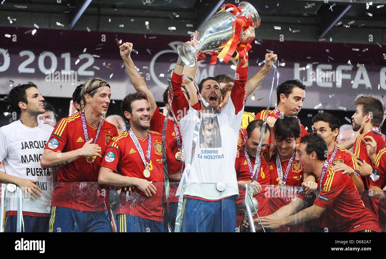 Spain celebrates after the UEFA EURO 2012 final soccer match Spain vs ...