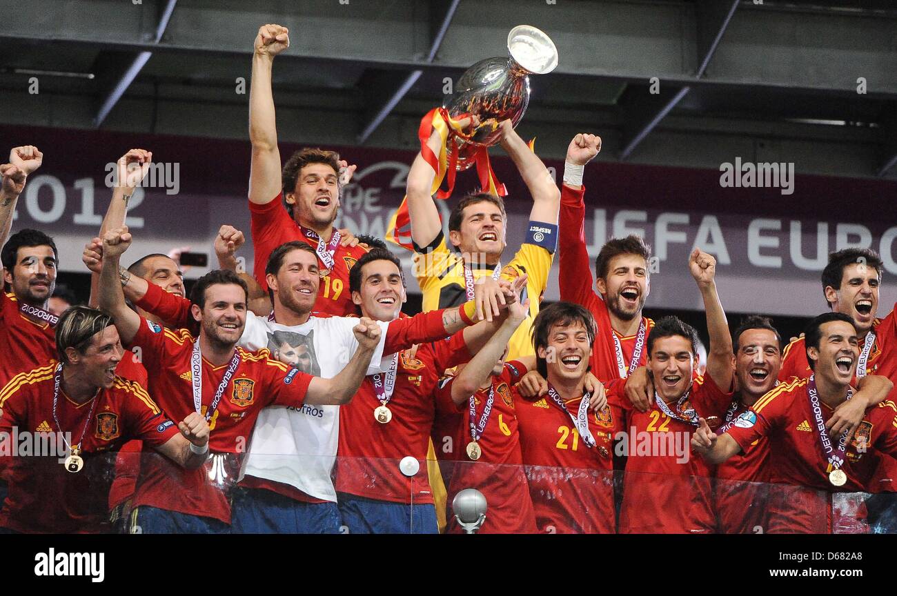 Spain celebrates after the UEFA EURO 2012 final soccer match Spain vs ...