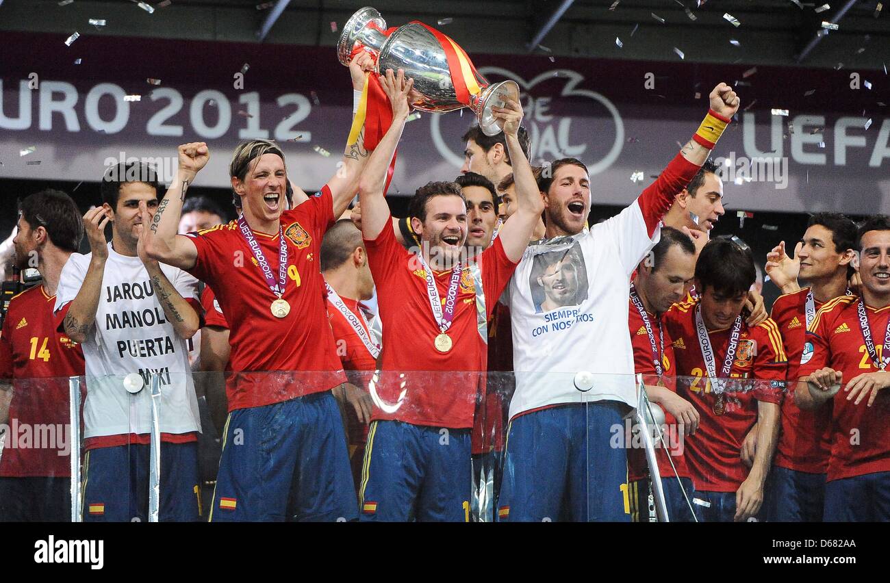 Spain celebrates after the UEFA EURO 2012 final soccer match Spain vs ...