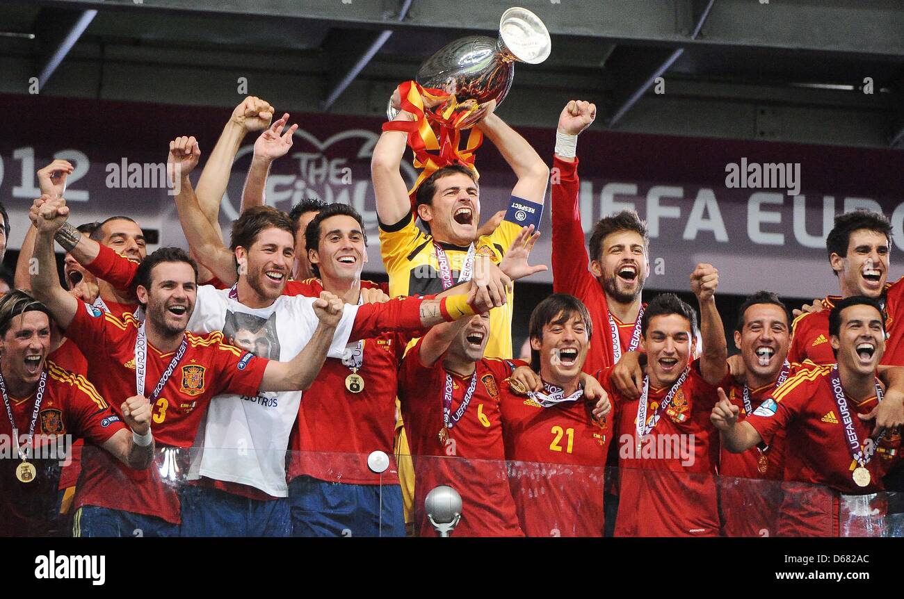 Spain celebrates after the UEFA EURO 2012 final soccer match Spain vs ...